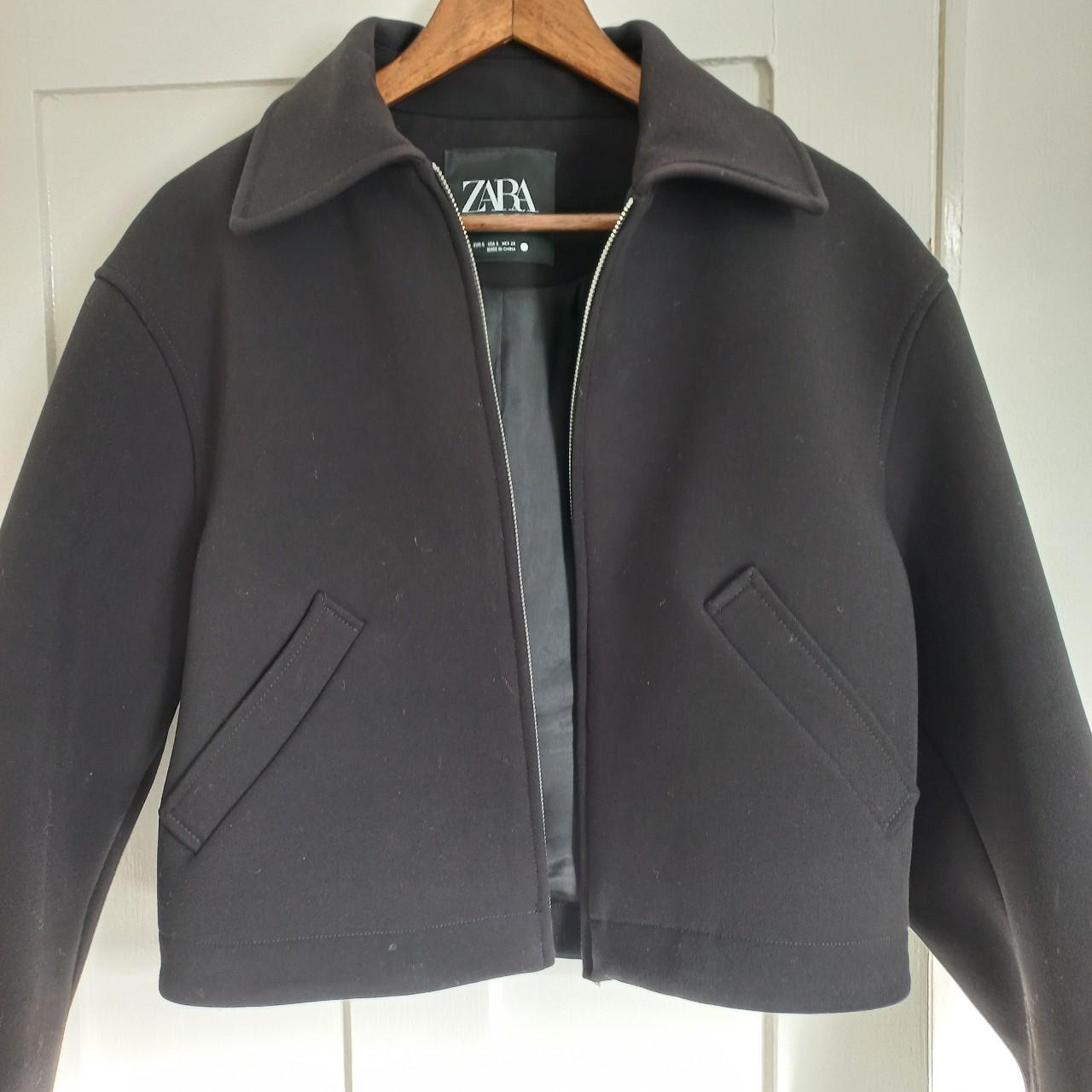 ZARA BLACK CROPPED JACKET THICK MATERIAL, STRUCTURED... - Depop