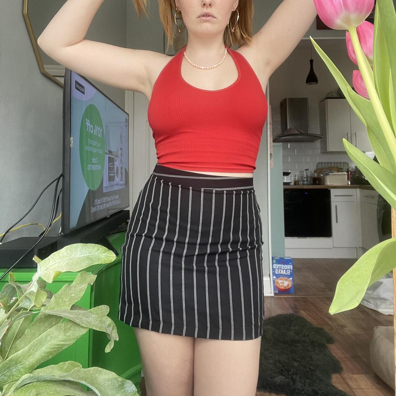 Women's Black and White Skirt | Depop