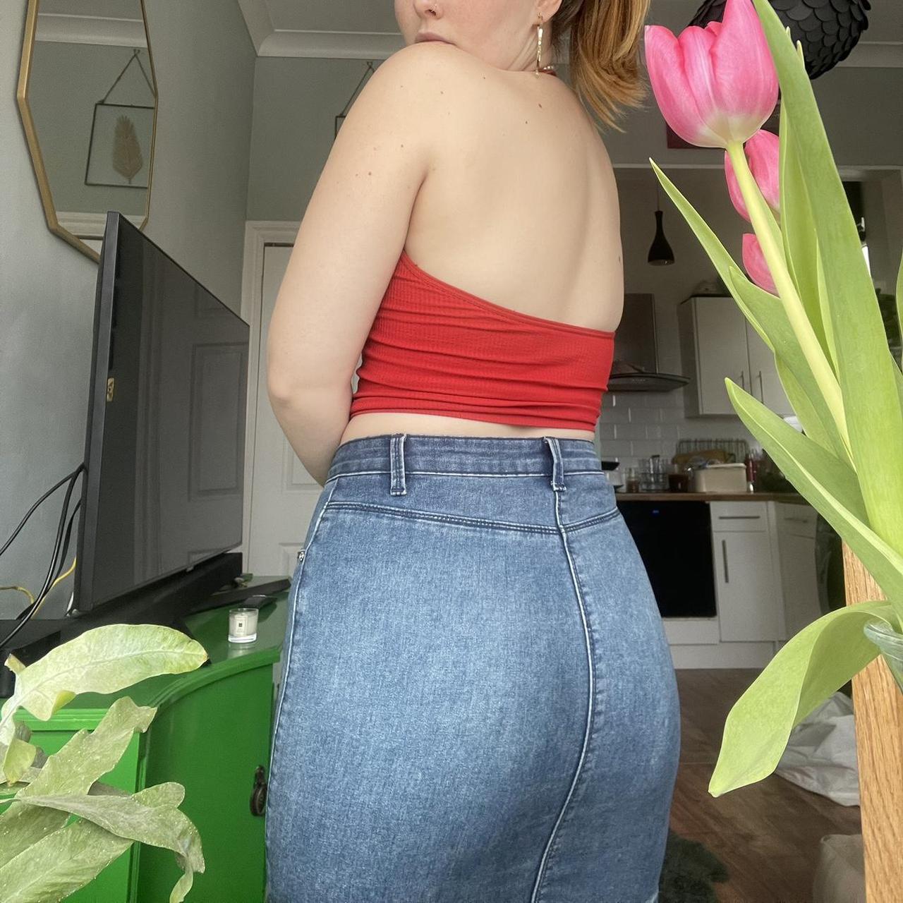 Stretchy Denim Mini Skirt Depop