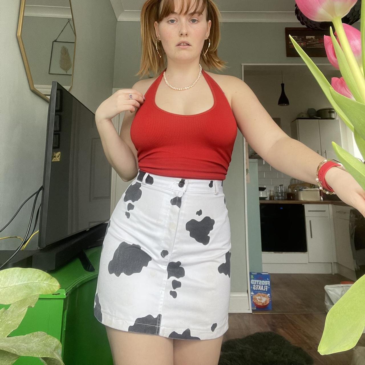 cow print mini skirt - Depop