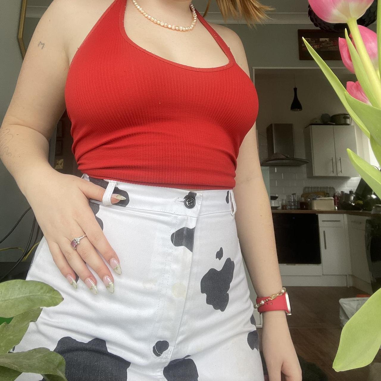 cow print mini skirt - Depop