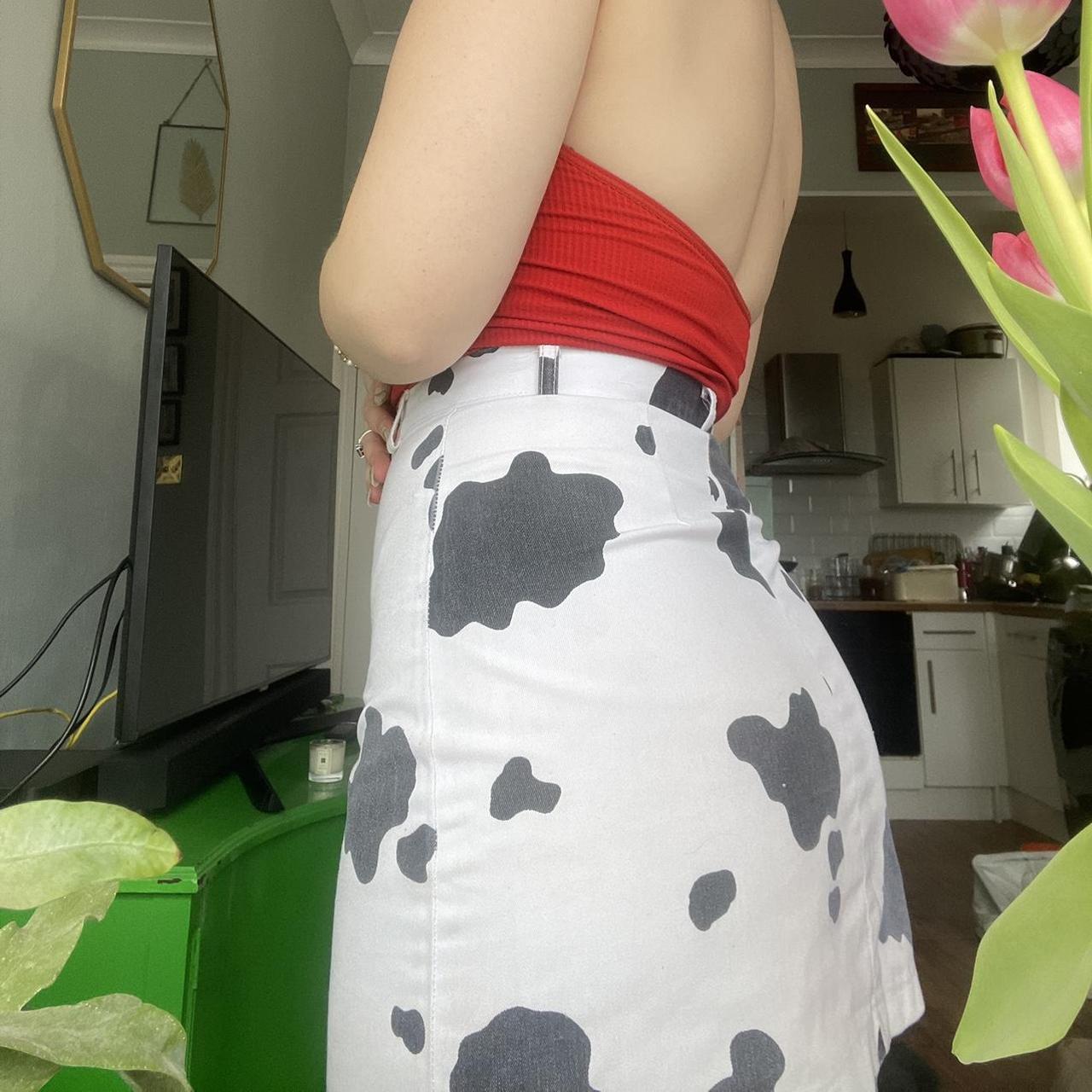 cow print mini skirt - Depop
