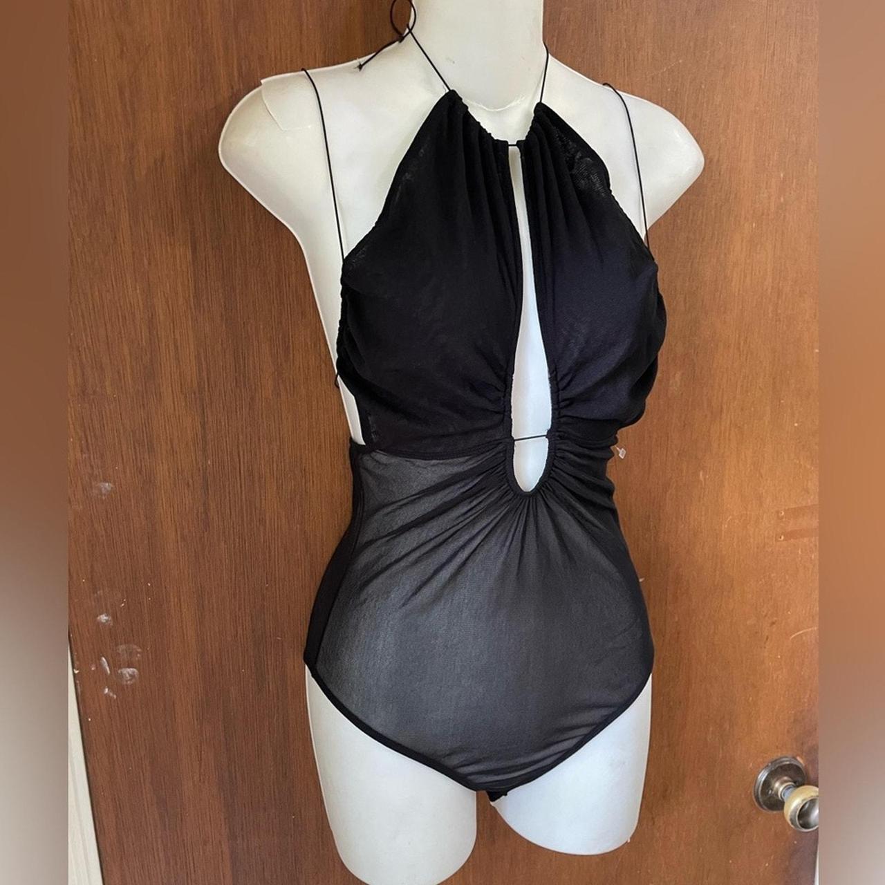 Zara Sheer black polyamide and elastic strap... - Depop