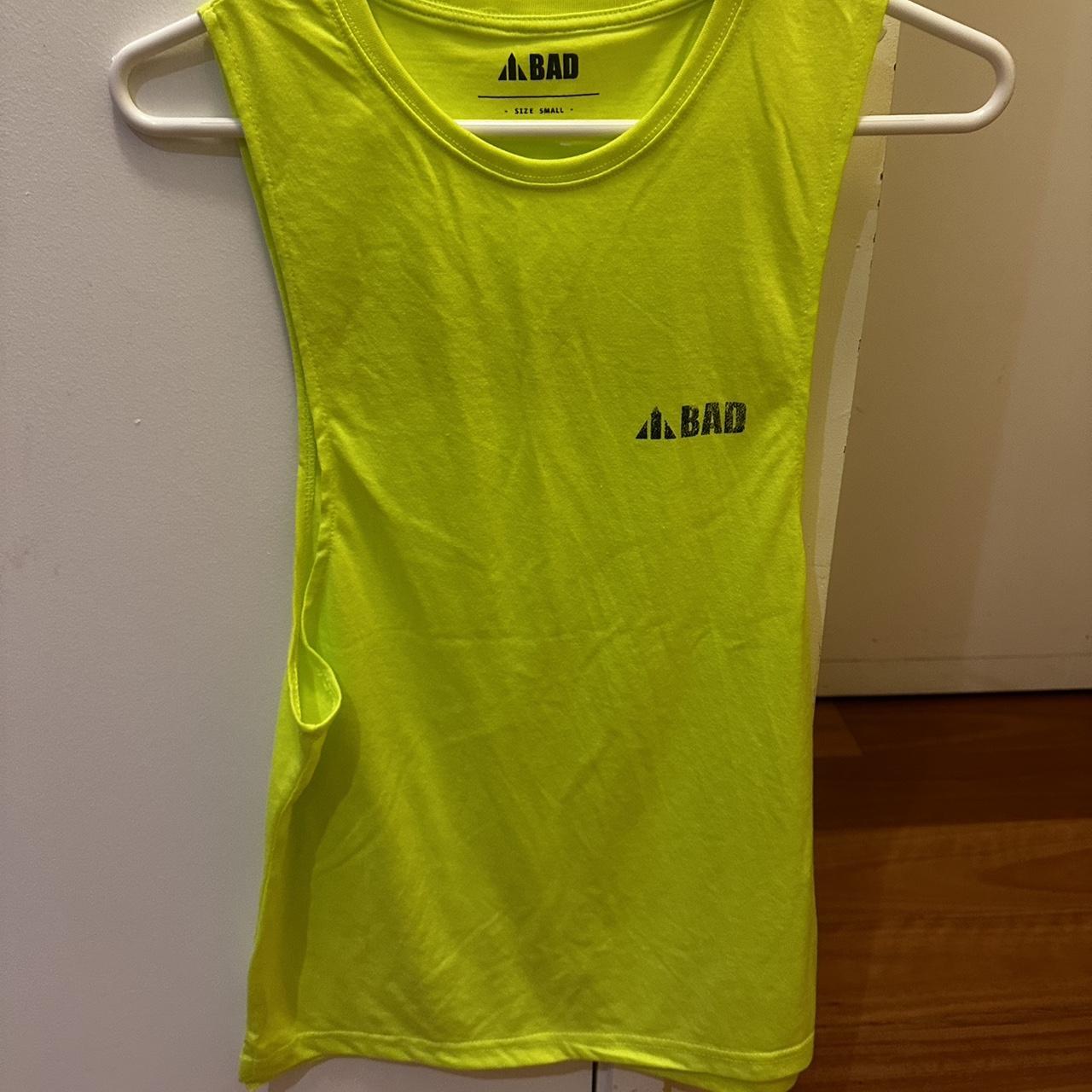 BAD WORKWEAR tank singlet fluro yellow Size S... - Depop