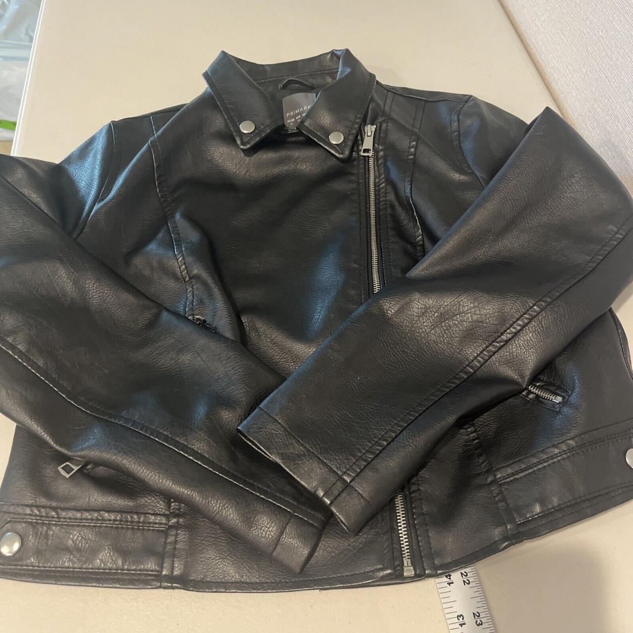 Primark Womens Faux Black Leather Jacket US Size 10... - Depop