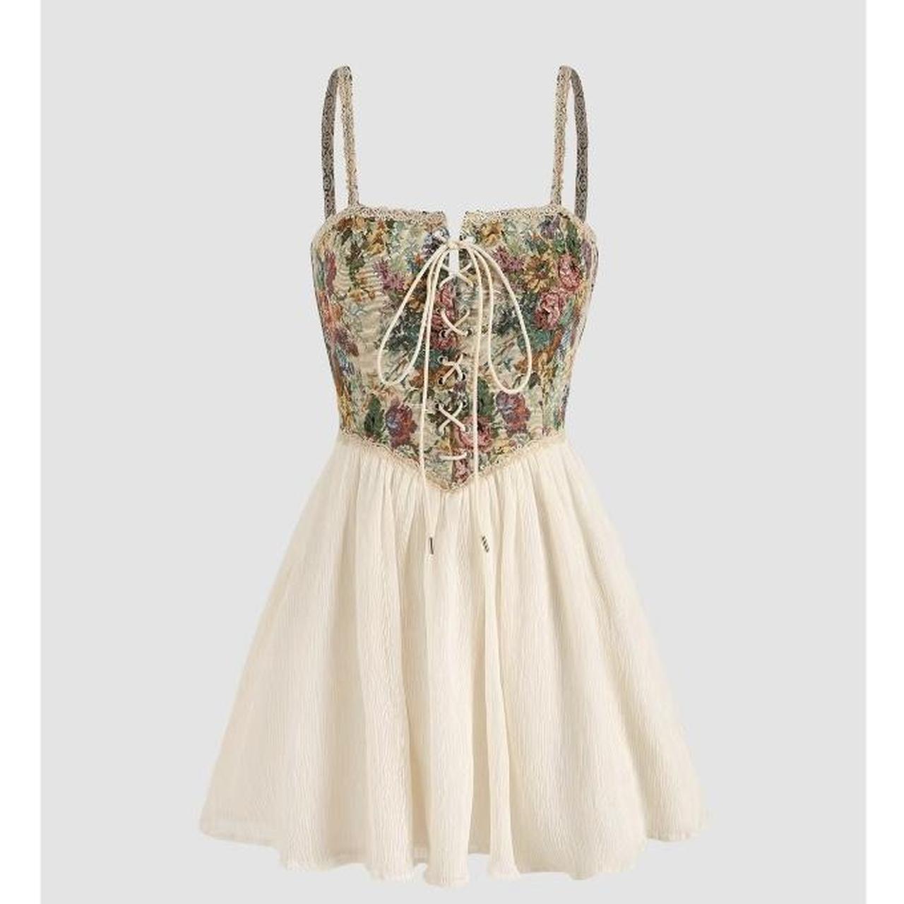 ~super cute cottage core corset top dress! women’s... - Depop
