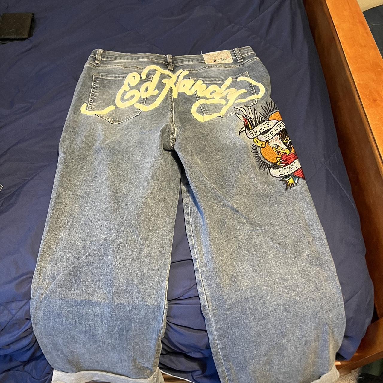 Ed hardy jeans. Baggy fit comfortable - Depop
