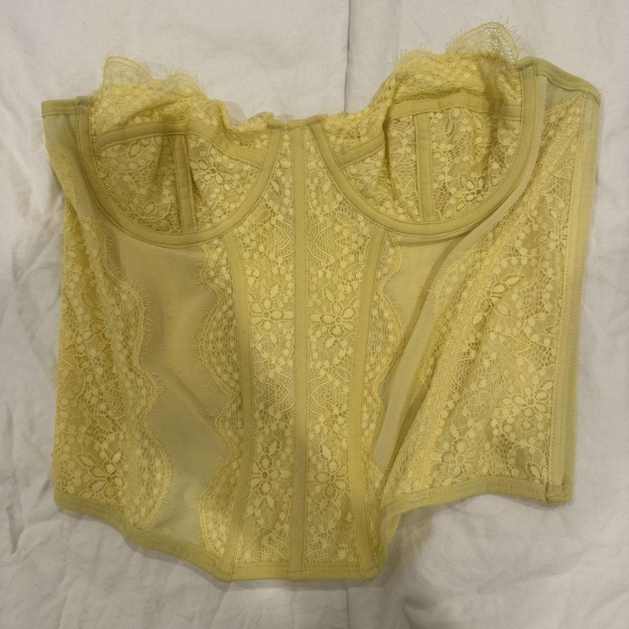 Urban Outfitters yellow corset - I cut off straps... - Depop