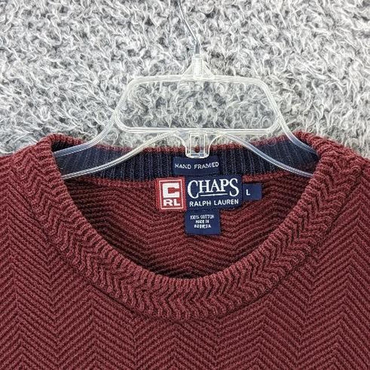 Chaps Ralph Lauren Knit Sweater Mens Large Maroon... - Depop