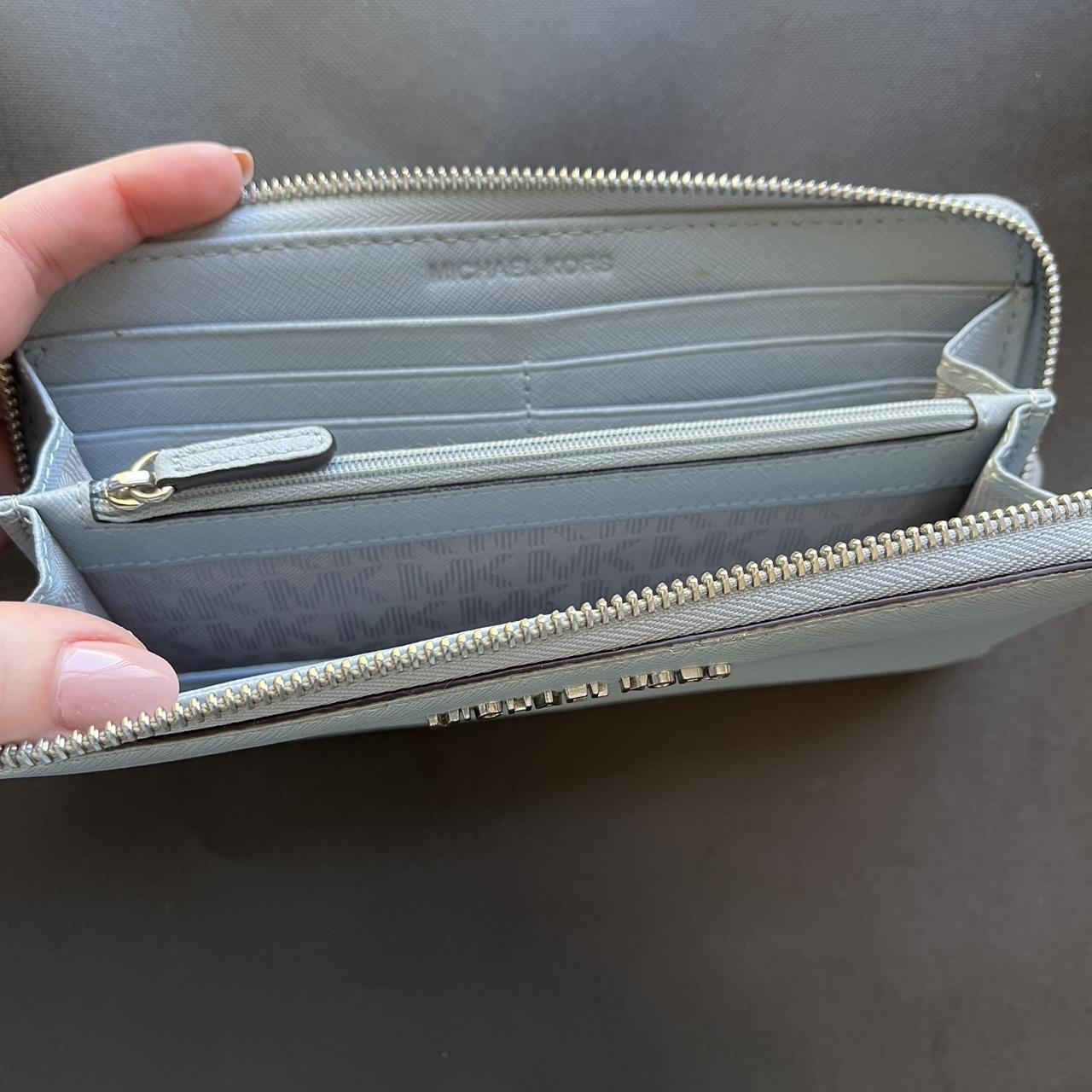 Light blue and silver Michael Kors wallet General... - Depop