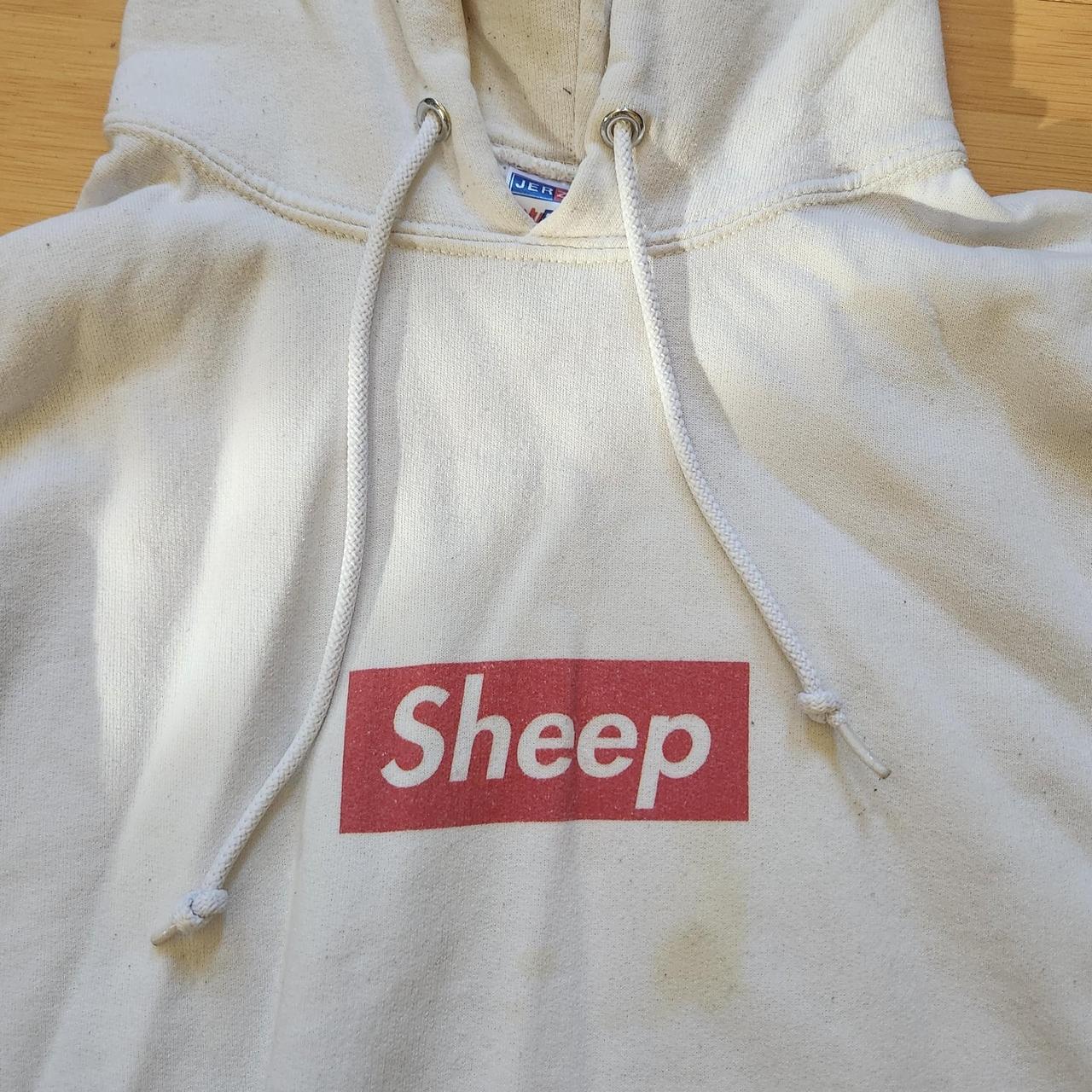 idubbz content cop ricegum sheep hoodie worn once or... - Depop