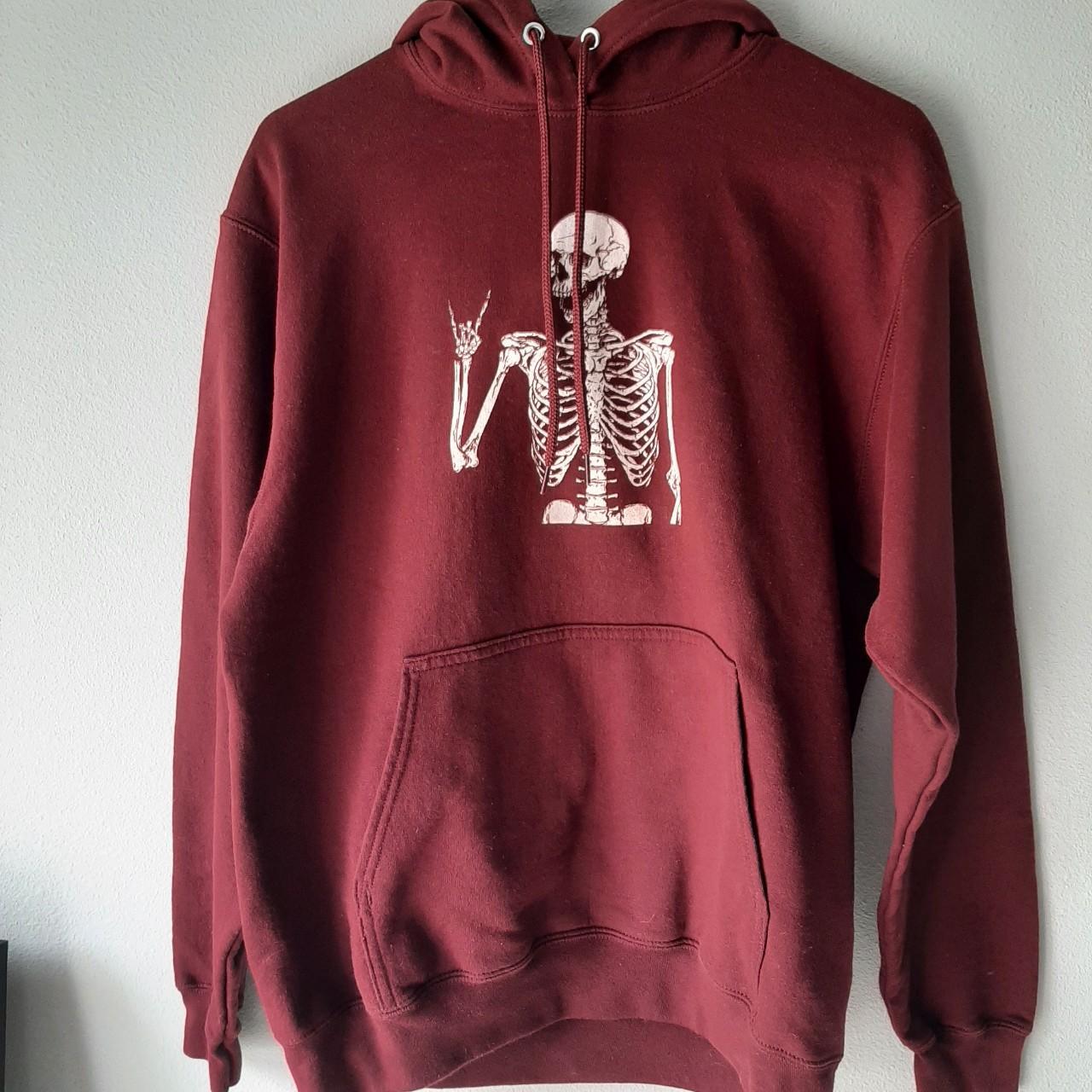 red skeleton hoodie. cut tag but measures approx. 20... - Depop