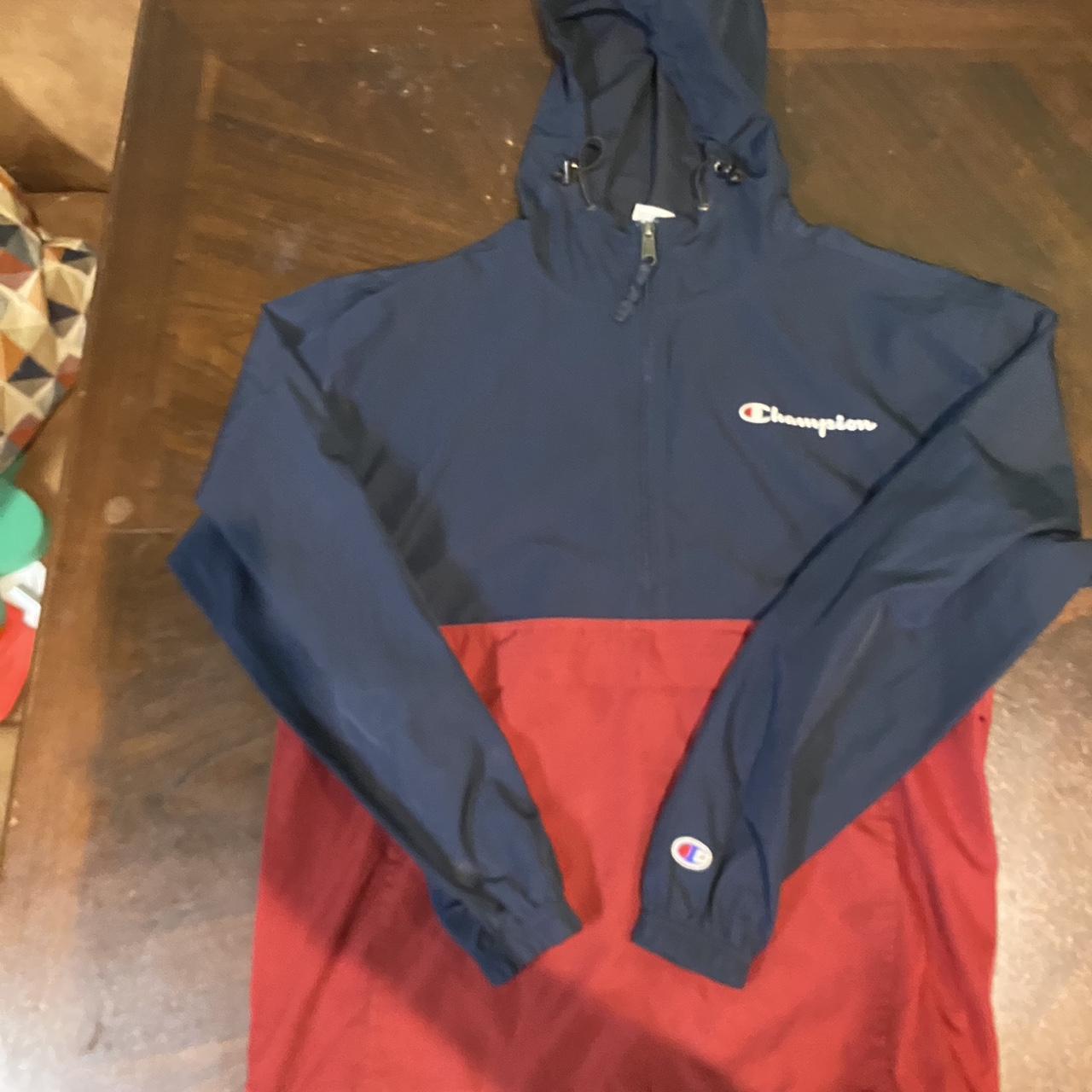 Navy and red Champion windbreaker fits like medium... | Depop