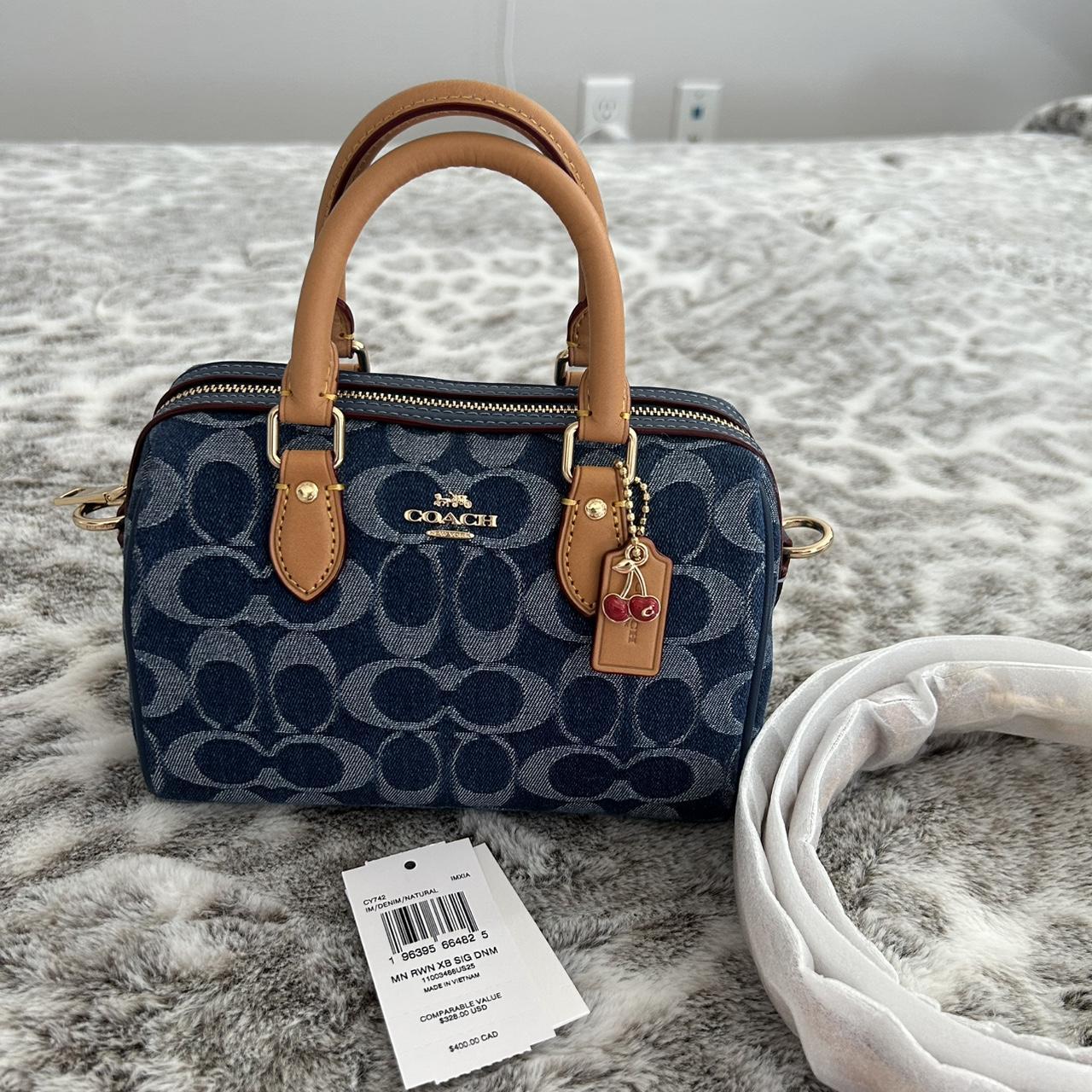 Coach Mini Rowan Signature Denim Purse Nwt Brand... | Depop