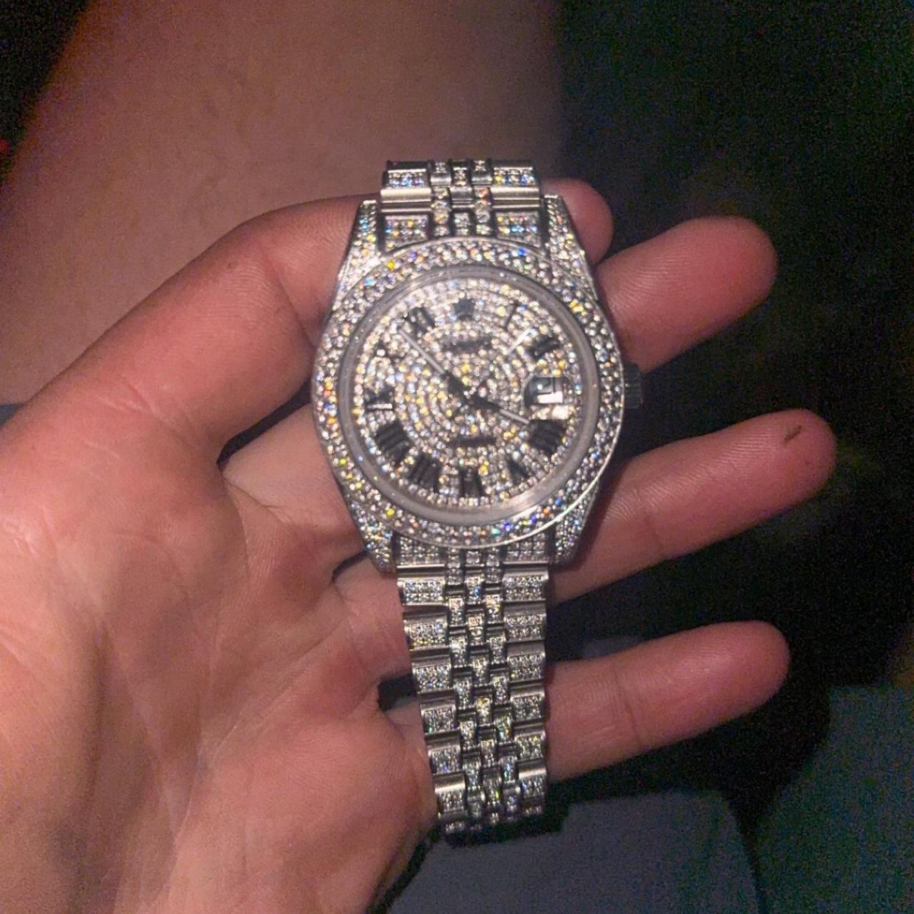 Silver iced out luxury watch #luxurywatch Message me - Depop