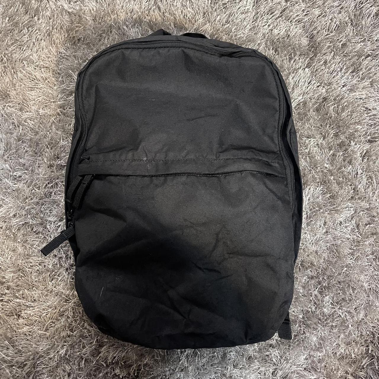 Black Plain Boxy Simple IKEA Backpack - Depop