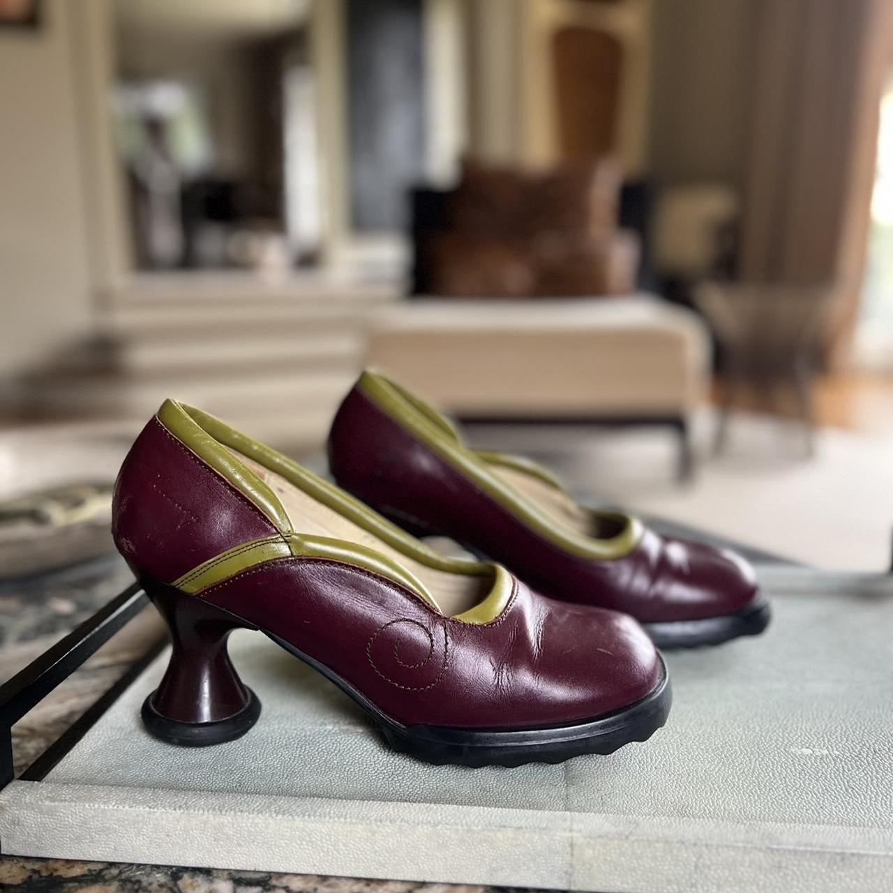 Rare John Fluevog Burgandy Coke-Bottle Heels Funky,... - Depop