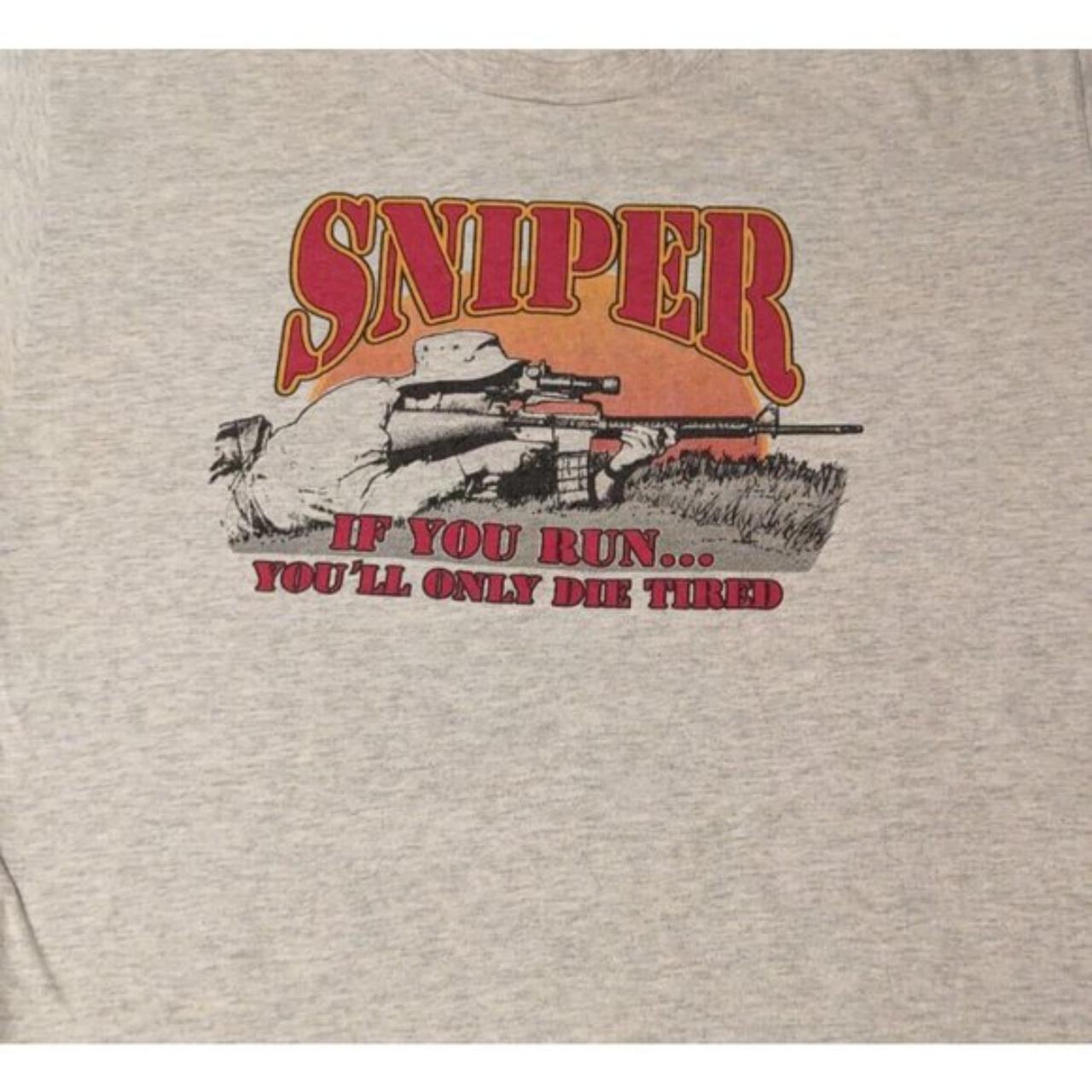 Vintage Jerzees 90s Sniper If You Run Die Tired... - Depop