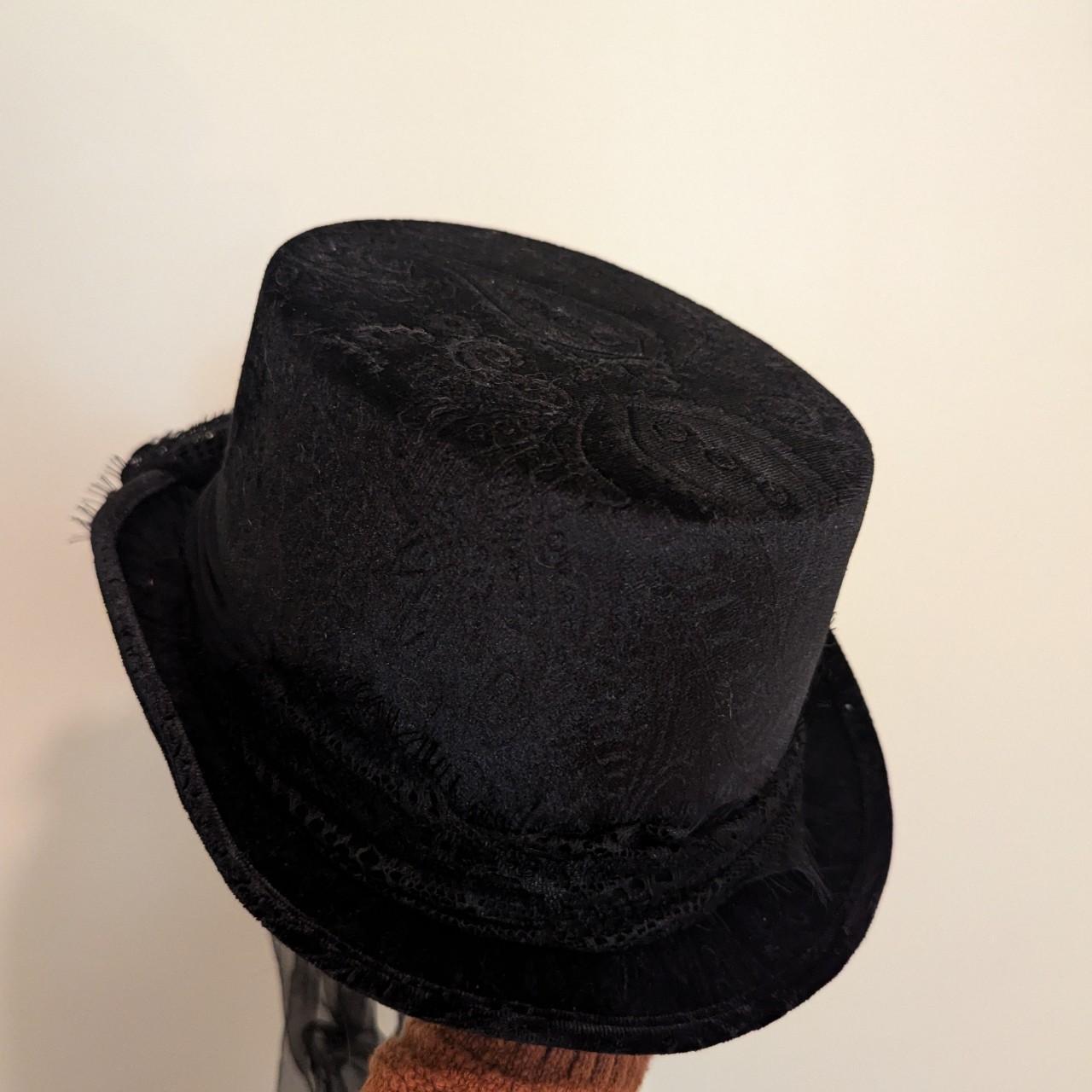 Black velvet top hat with lace and mesh bow Brand:... - Depop