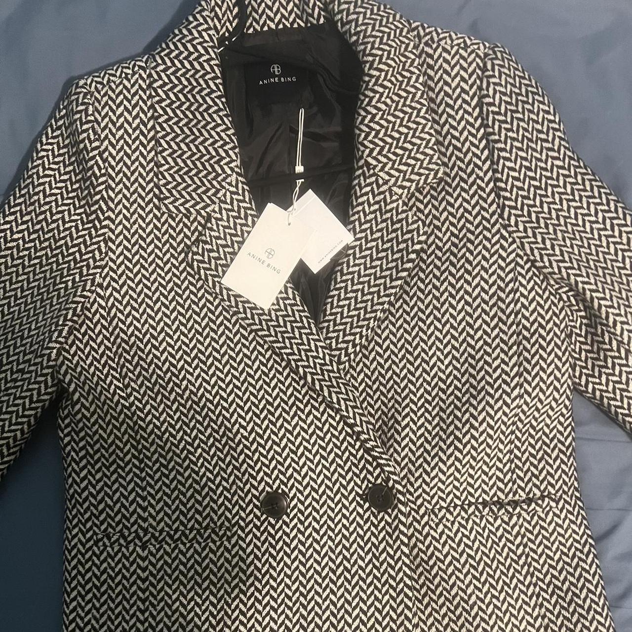 Anine Bing Double-Breasted Fishbone Blazer (S) - Depop