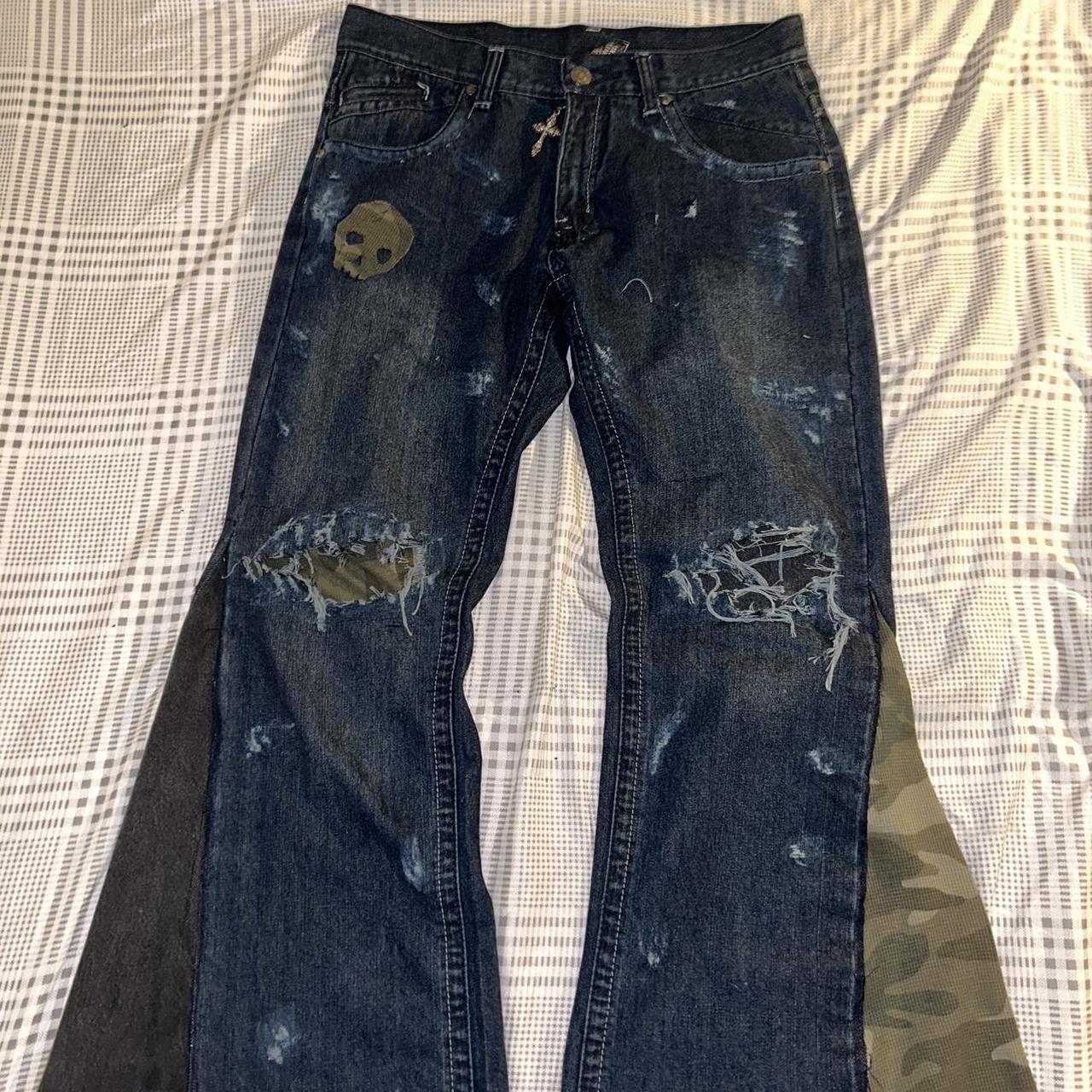 Custom flared distressed jeans #numbernine - Depop