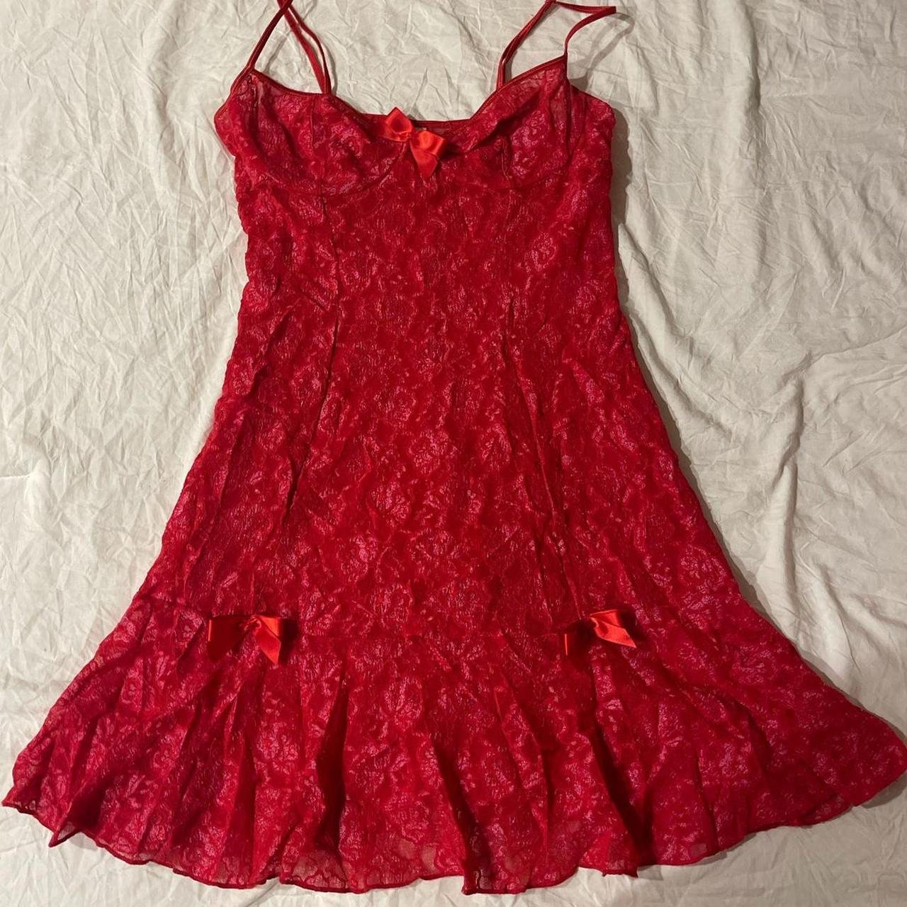 Red and pink Inner Secrets valentine slip dress with... - Depop