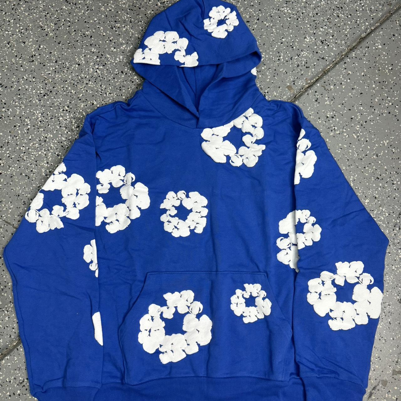 Blue and white Denim Tears flower hoodie #floral - Depop