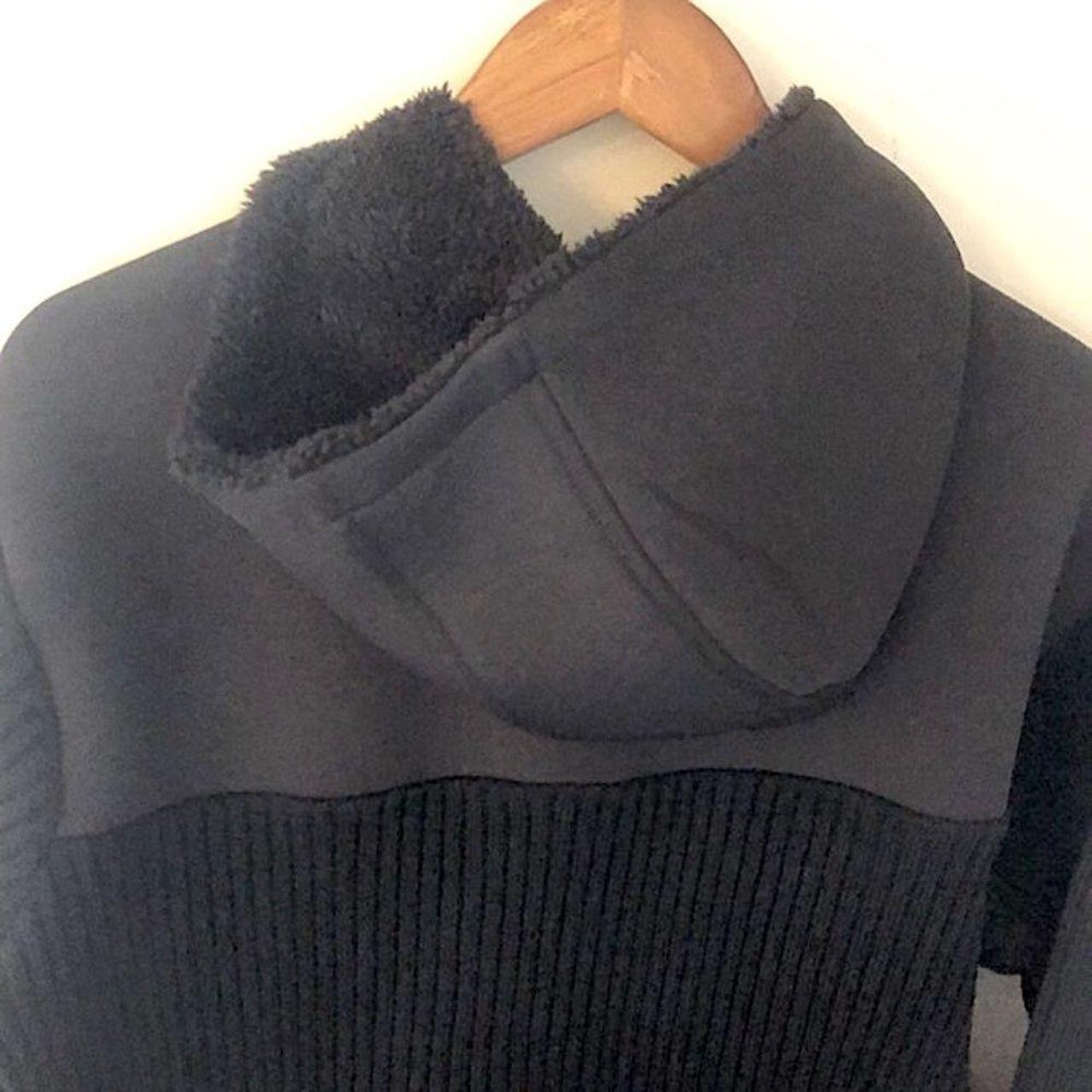 Stone Falcon black hoodie jacket fleece lined full... - Depop