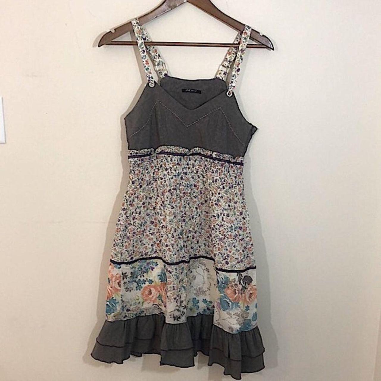Bai Amour boho cottage core floral mini sundress... - Depop