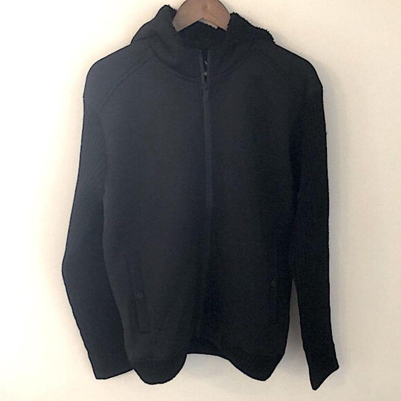 Stone Falcon black hoodie jacket fleece lined full... - Depop