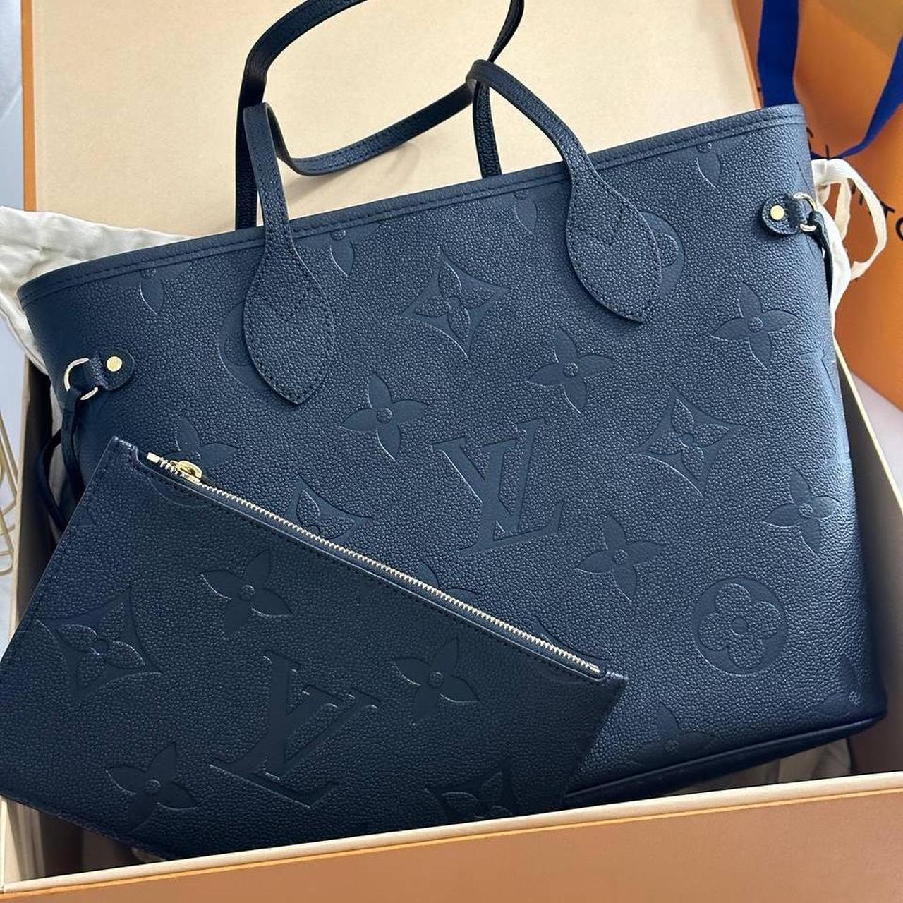 Louis Vuitton Neverfull Navy Bag - Depop