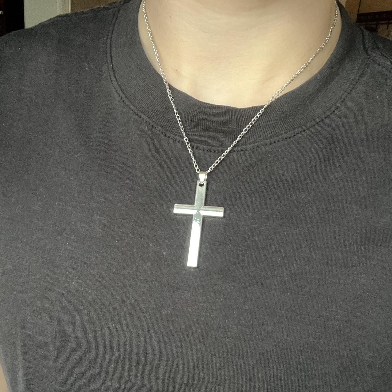 Y2K Stainless Steal Cross Necklace Same or Next Day... - Depop