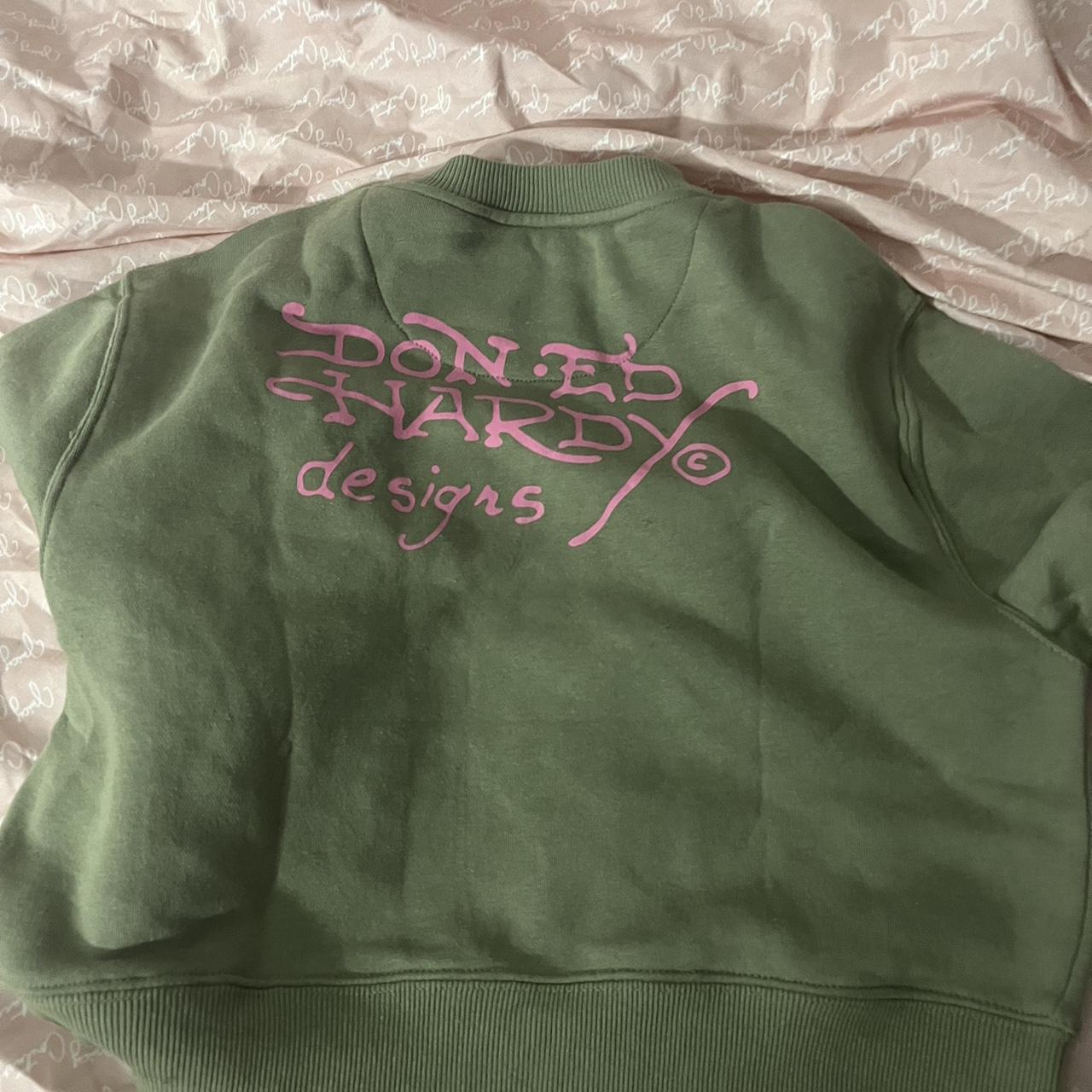 Ed Hardy Woman Cropped Green With Pink Sweeter BRAND... | Depop