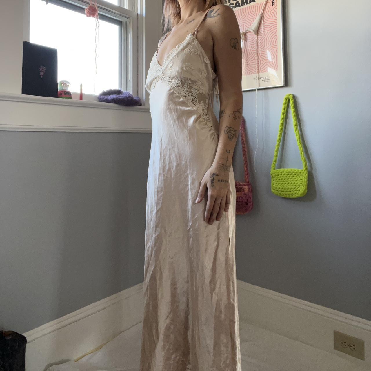 Cottage Core Prom Dress Satin slip dress with... - Depop