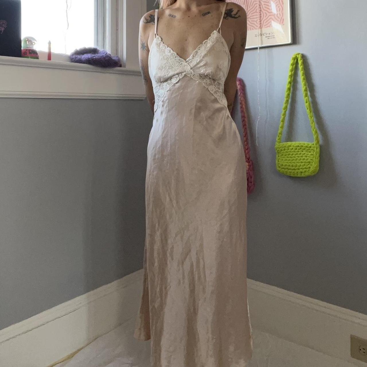 Cottage Core Prom Dress Satin slip dress with... - Depop