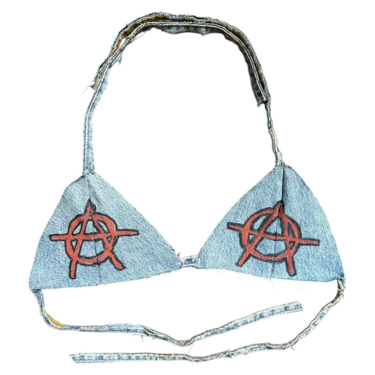Anarchy Denim Triangle One of a Kind Bralette Top... | Depop
