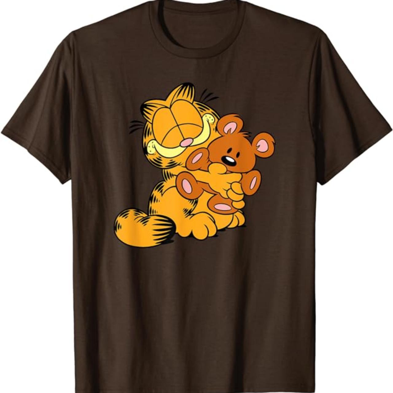 Garfield Hugging Pooky T-Shirt Due to lighting... - Depop