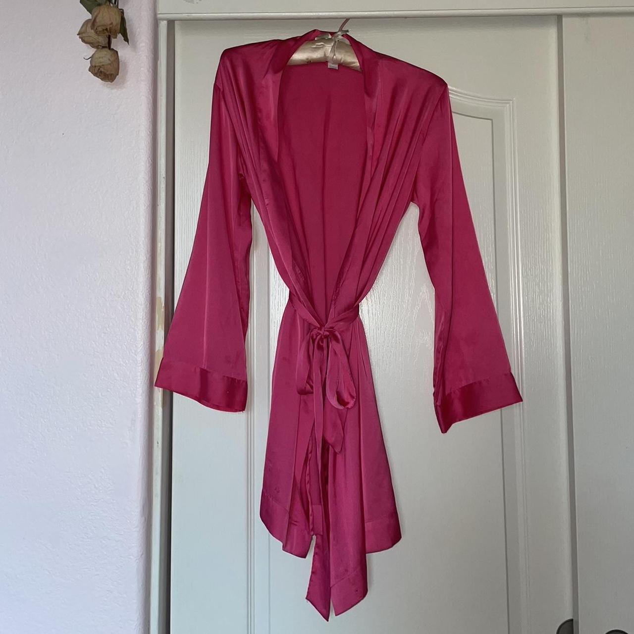 preloved, hot pink silk robe💋 best fits a size xs -... - Depop
