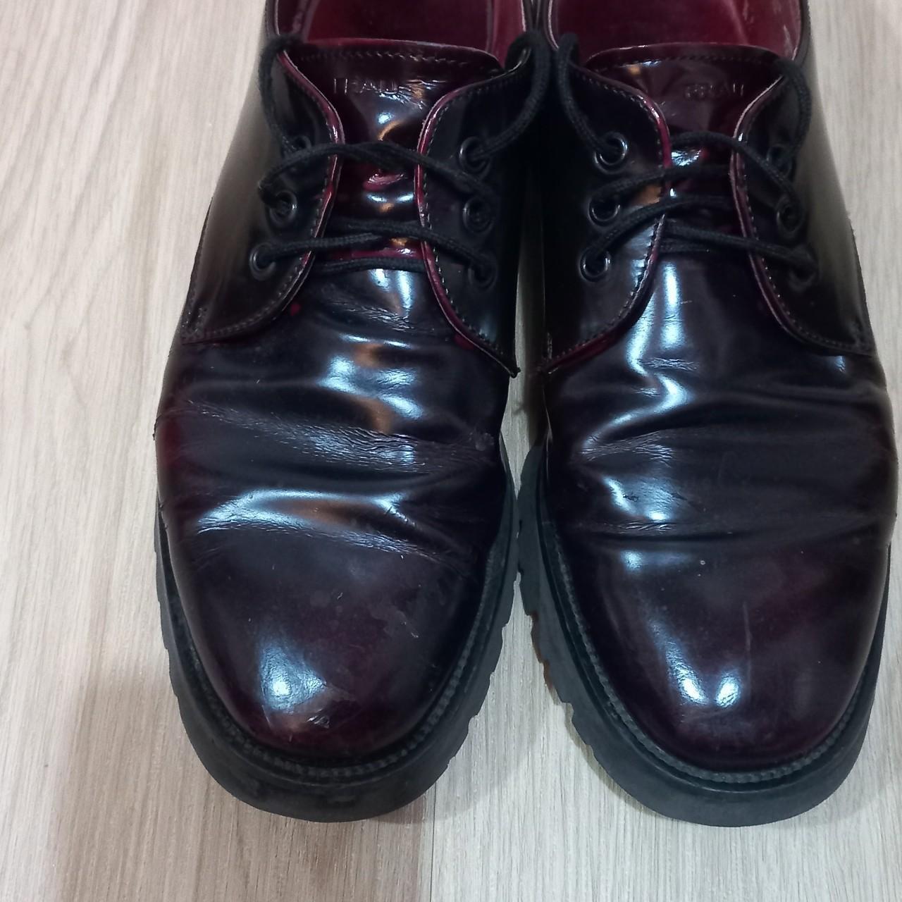 Italian leather shoes by Frau in burgundy colour.... - Depop