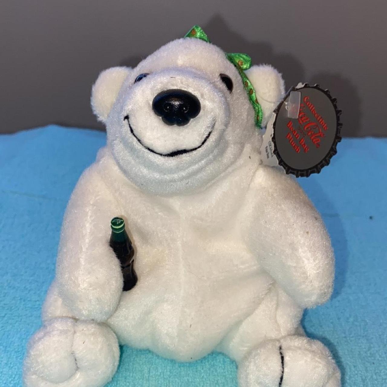 Vintage 1997 Coca Cola White Polar Bear Plush with ... - Depop