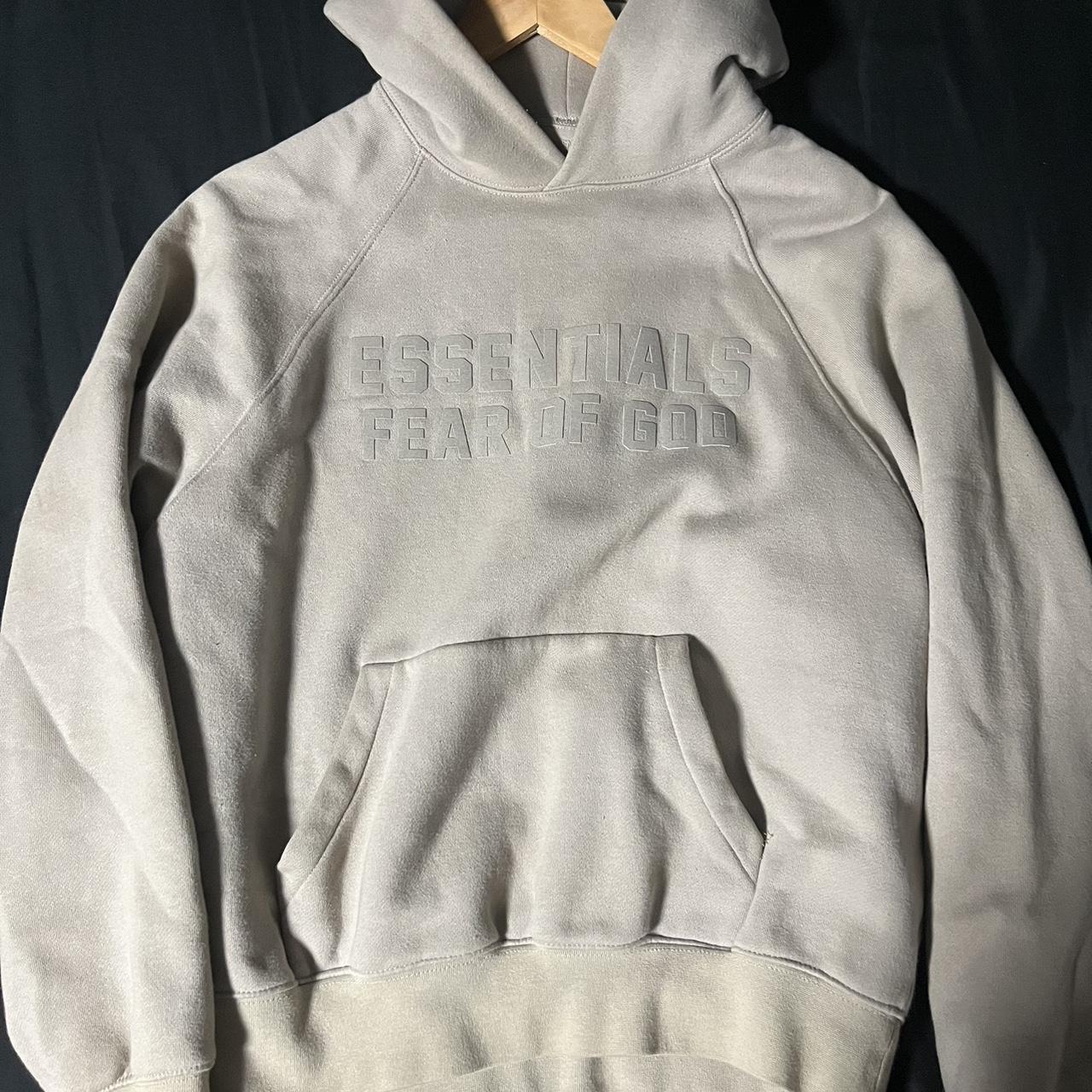 SSENSE ESSENTIALS FEAR OF GOD HOODIE / SMOKE XXS - Depop