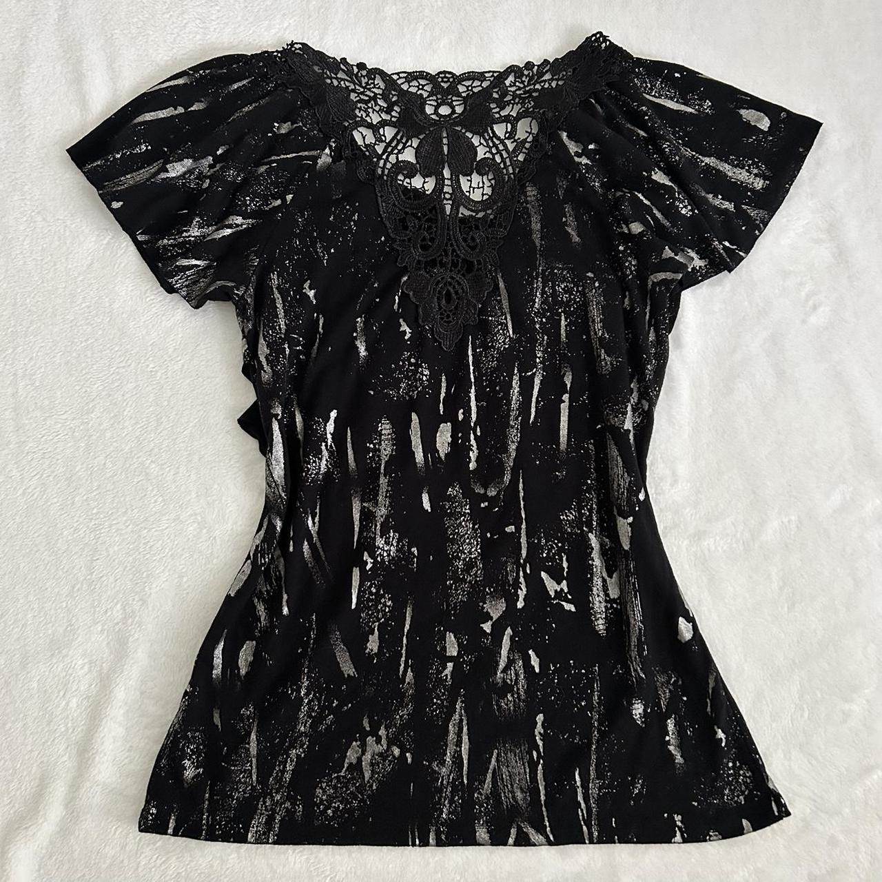Almost Famous brand Black and metalic silver ruffle... - Depop