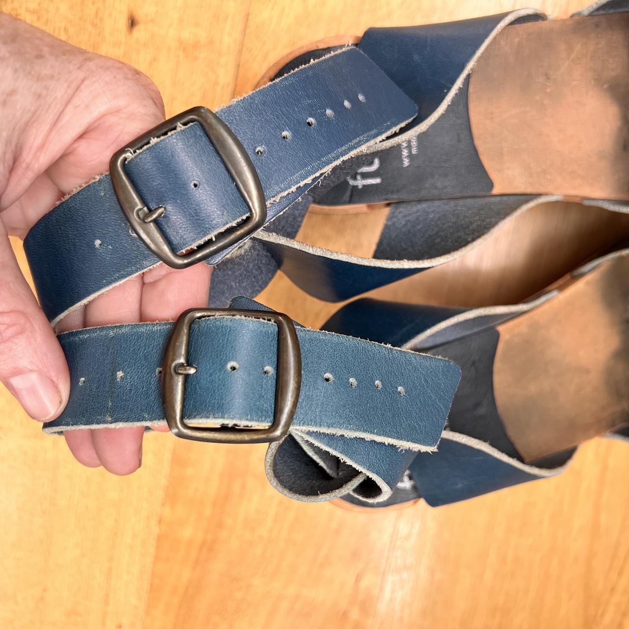 Gorgeous blue leather Funkis clogs. Size AU 35, this... - Depop