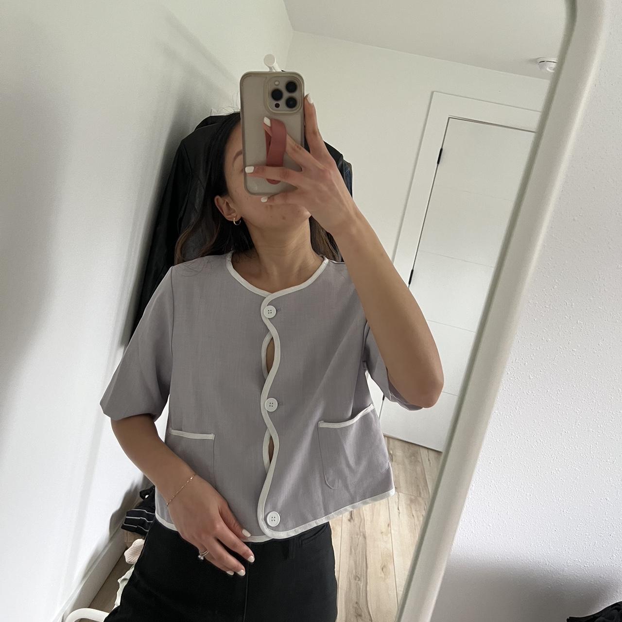 Purple squiggle top So unique and fun, boxier fit!... - Depop