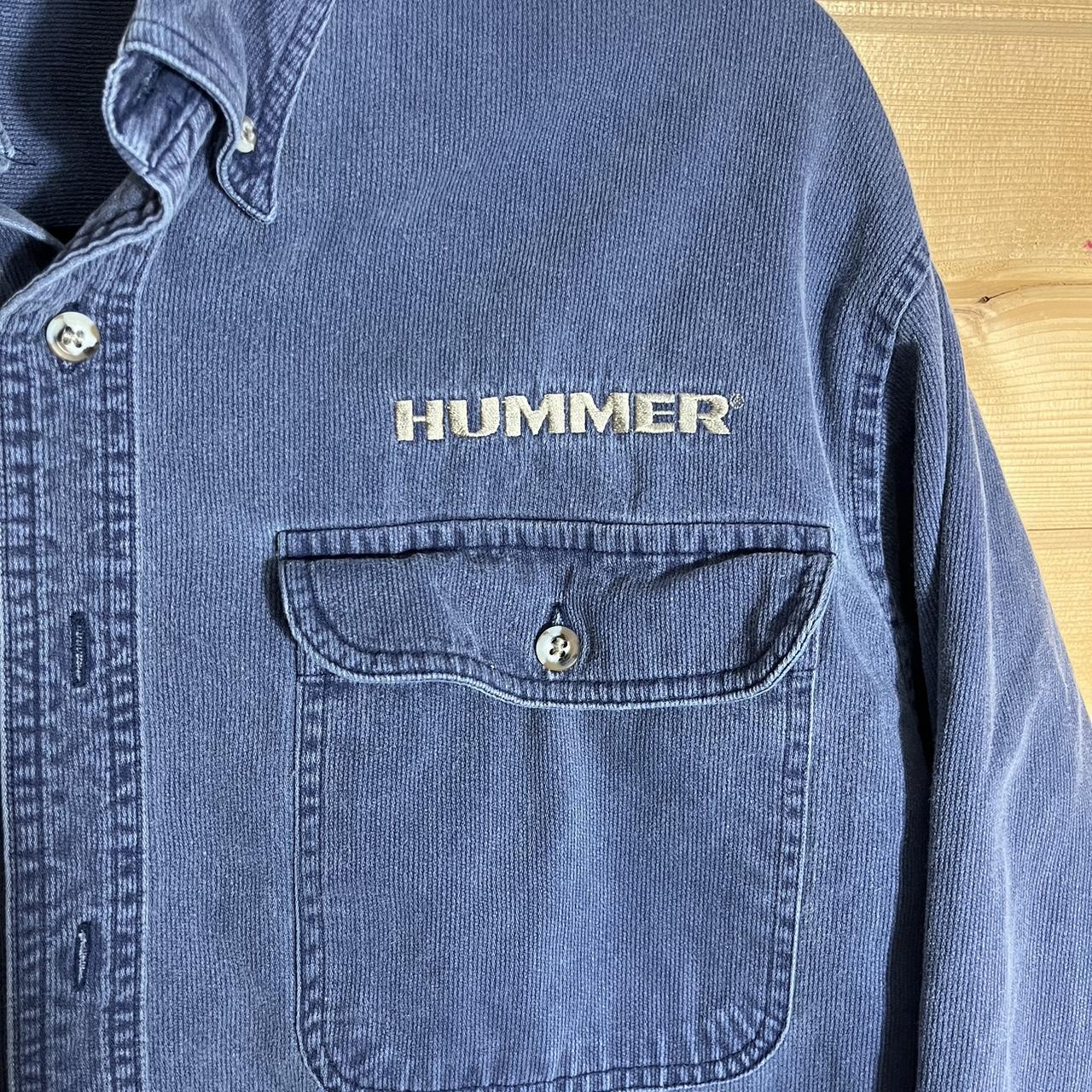 vintage 90s blue denim button up Hummer shirt size... - Depop