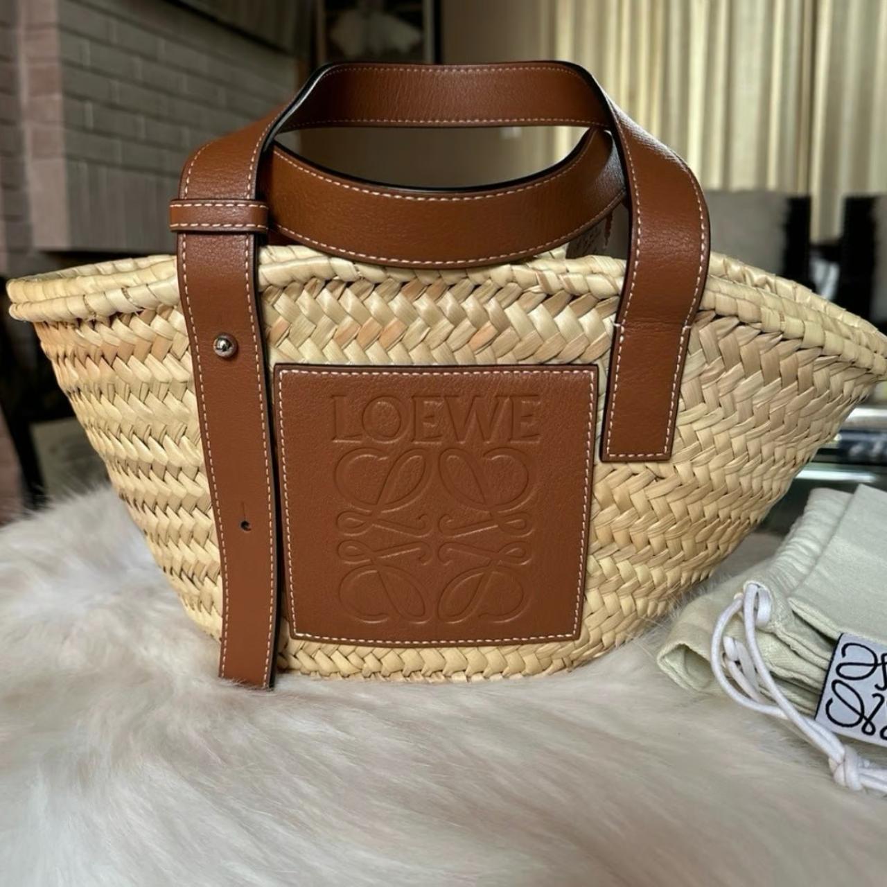 Loewe Small Basket Bag Basket bag in Palm leaf and... - Depop