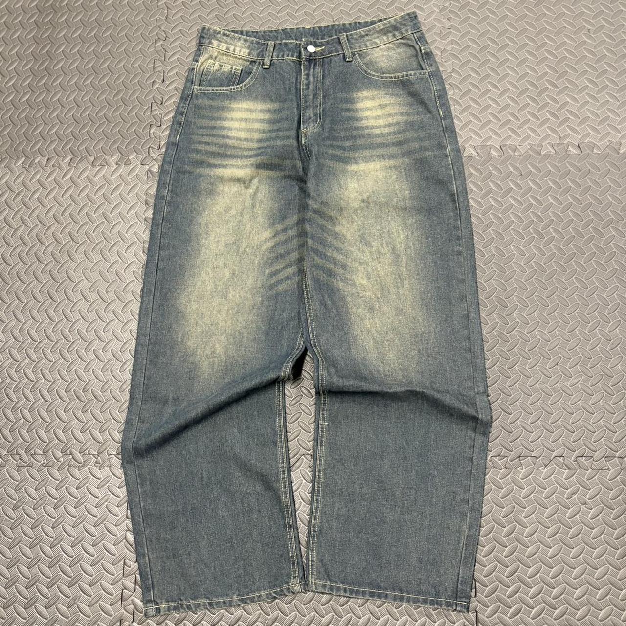 Baggy Dark Blue Mud Wash Jeans - 35x30 - 10-11” leg... - Depop
