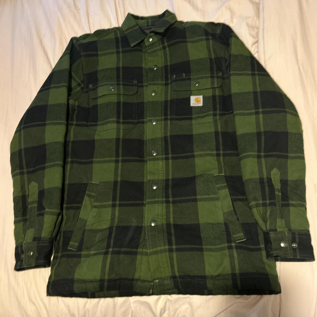 Green plaid carhart jacket - Depop