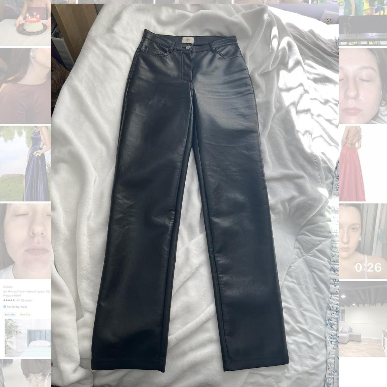 Aritzia wilfred Melina black leather pants size 0.... - Depop