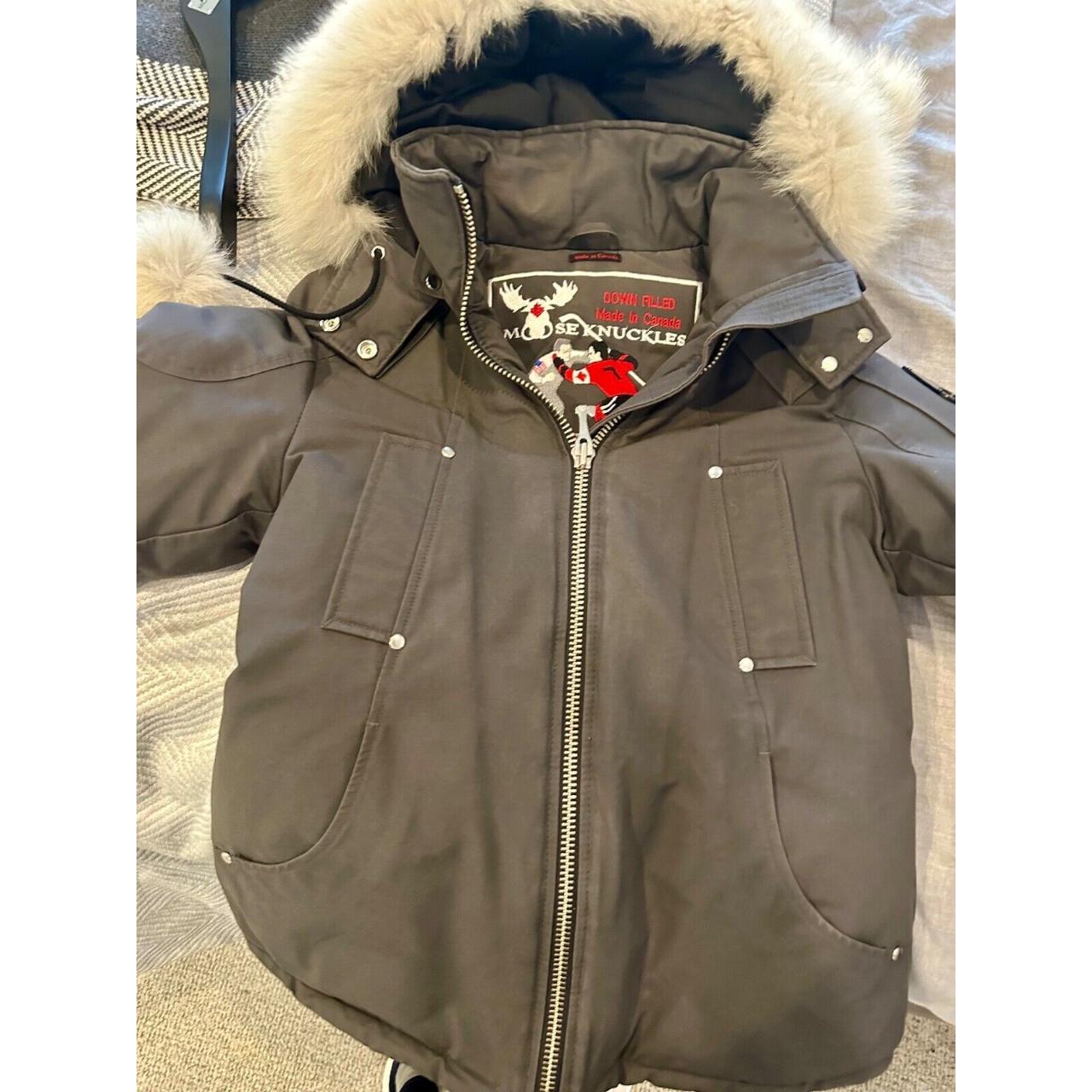 Moose Knuckles Women's Gray Debbie Beaver Jacket... - Depop